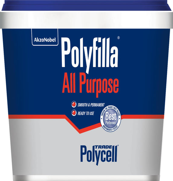 Polycell Trade All Purpose Polyfilla Filler - Ready Mixed Tub - 2 Kg o ...