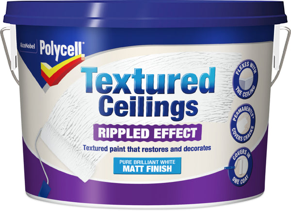 Polycell Textured Ceilings Ripple Effect - Matt - 5 or 2.5 Litres | DIY ...