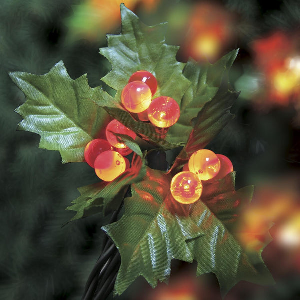 Snowtime 12ft Red Holly Berry Indoor & Outdoor 50 Static LED Christmas ...