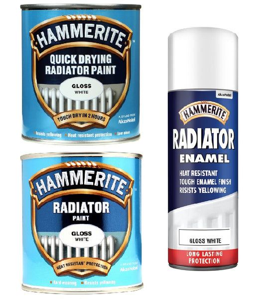Hammerite - Radiator Enamel Metal Paint White - Satin or Gloss | DIY DIRECT