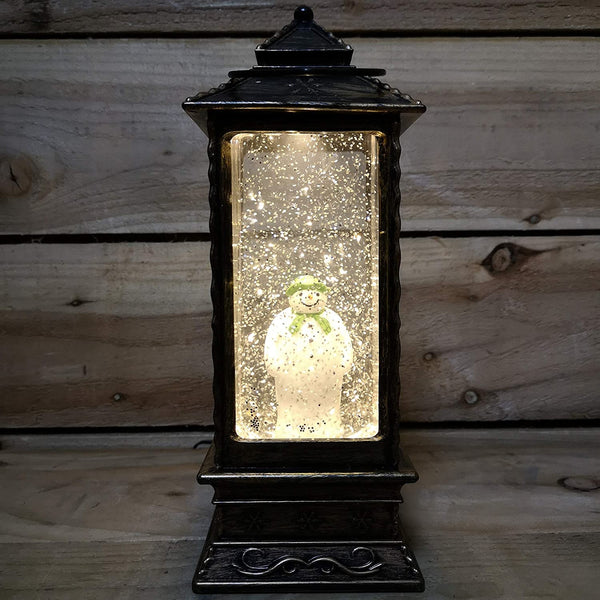 Snowtime Water Filled Christmas Copper Lantern with Snowman Figure - 2 ...
