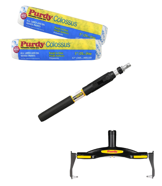 Purdy Colossus 4pc Complete Roller System Kit 12" Rollers Adjustable F ...