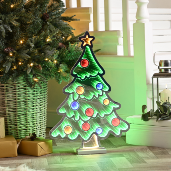 Festive Infinity Tree with Wooden Base - 60cm | DIY DIRECT
