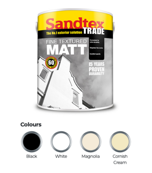 Sandtex Trade Fine Textured Matt Masonry - All Colours - 5 Litres | DIY ...